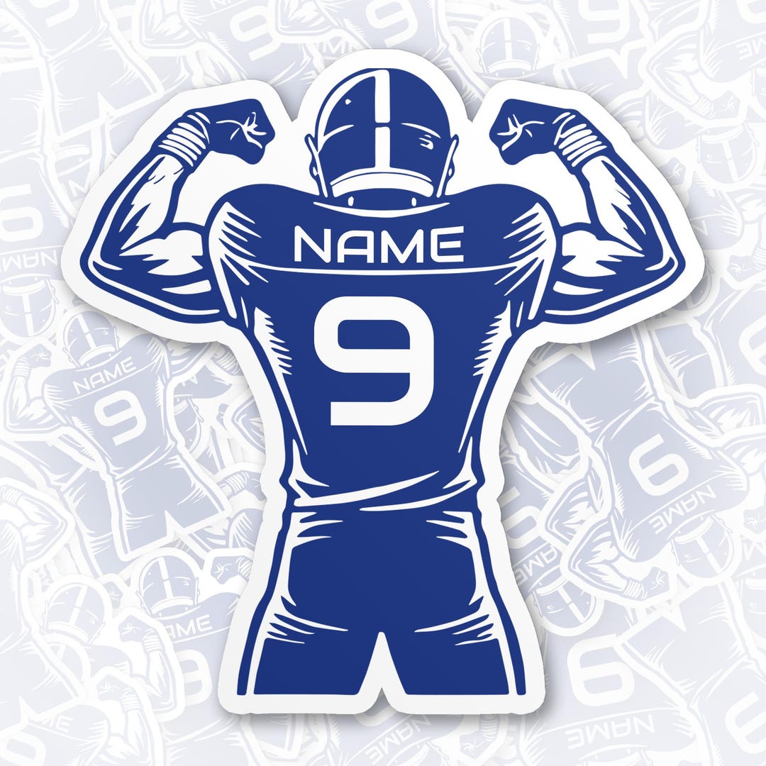 Custom Football Name and Number Sticker, Personalized Sport Player Name ...