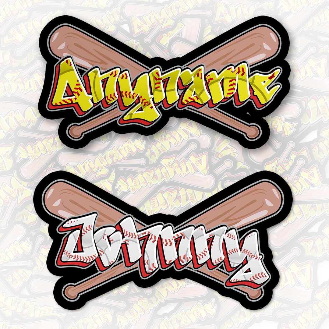Custom Graffiti Name Decal Sticker, Personalized Baseball Softball Name ...
