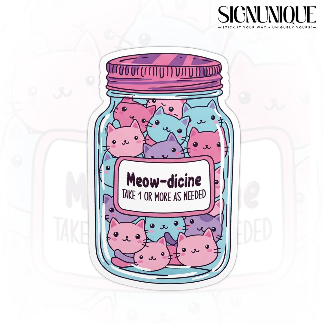 Meow-dicine Sticker Mental Health Veterinary Nurse Nursing Medical Cat ...