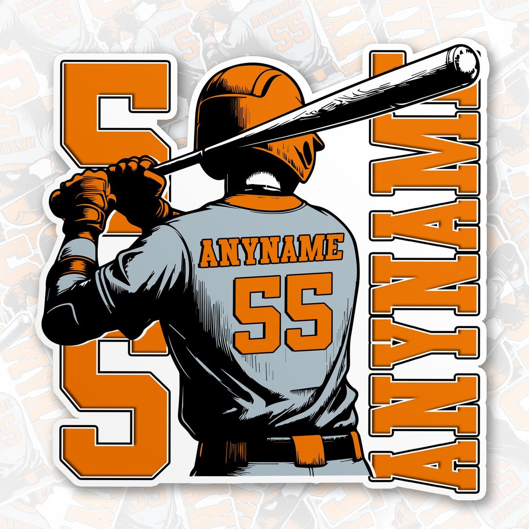 Custom Baseball Softball Player Sticker, Personalized Sports Baseball ...