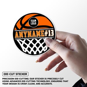 Custom Basketball Name Sticker, Personalized Basketball Name and Number ...