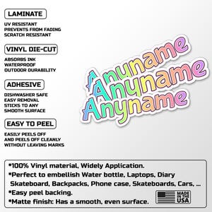 Custom Rainbow Name Sticker, Personalized Rainbow Name Cute Stickers ...