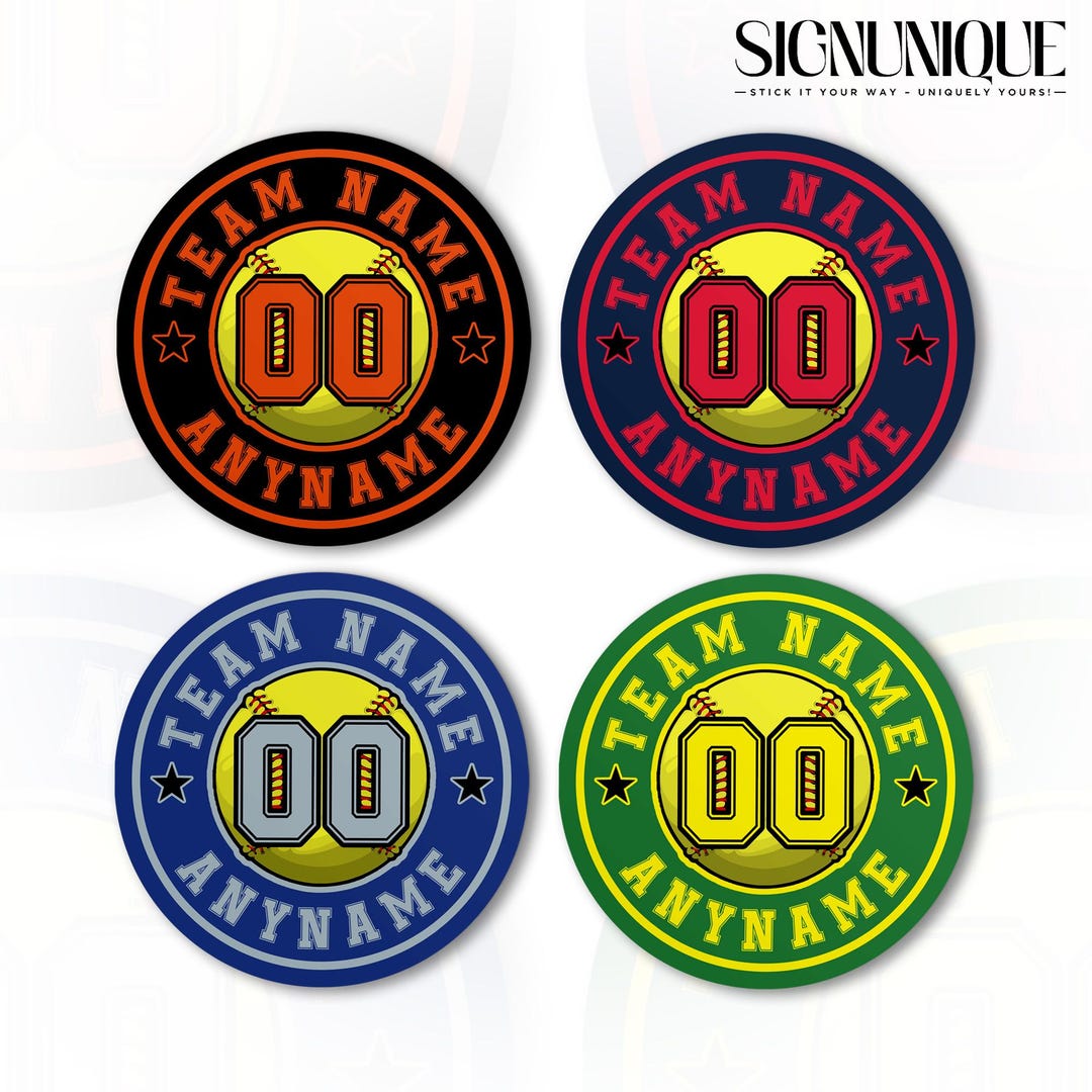 Personalized Sports Name Sticker, Custom Softball Bat Knob Team Name ...