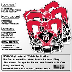 Custom Football Name, Personalized Football Player Name Number Sticker ...