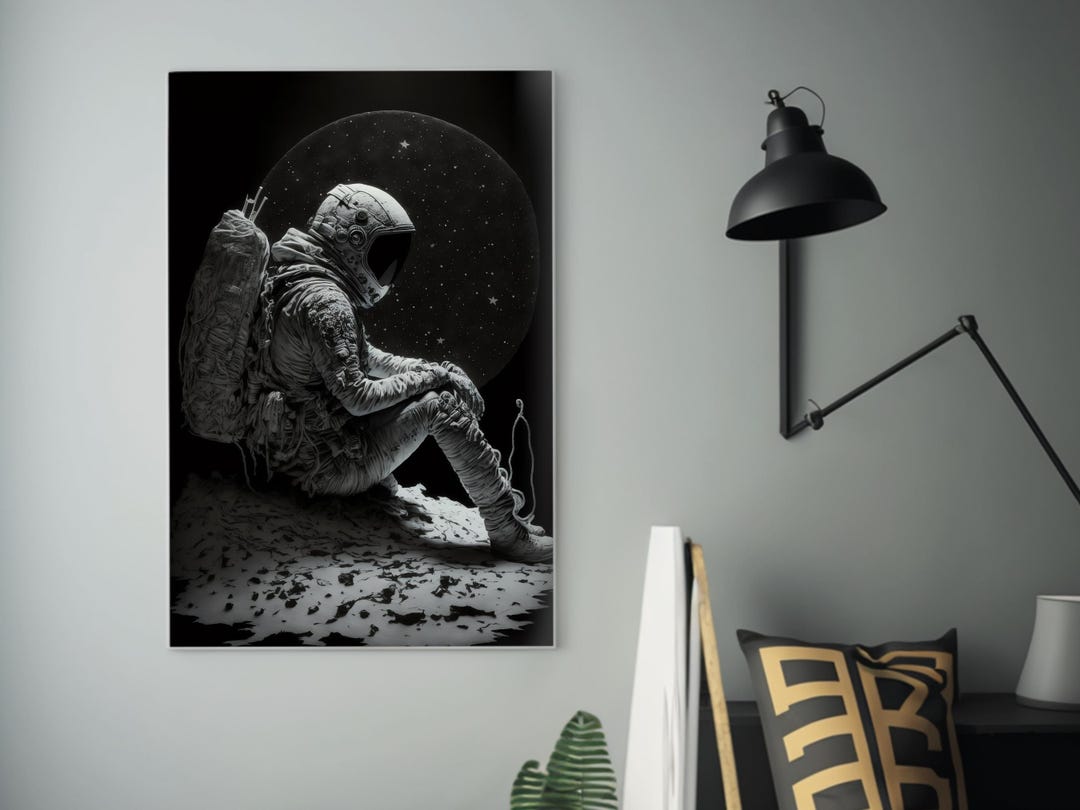 Liminal Space Astronaut Poster | Detailed Monochrome Art Print ...