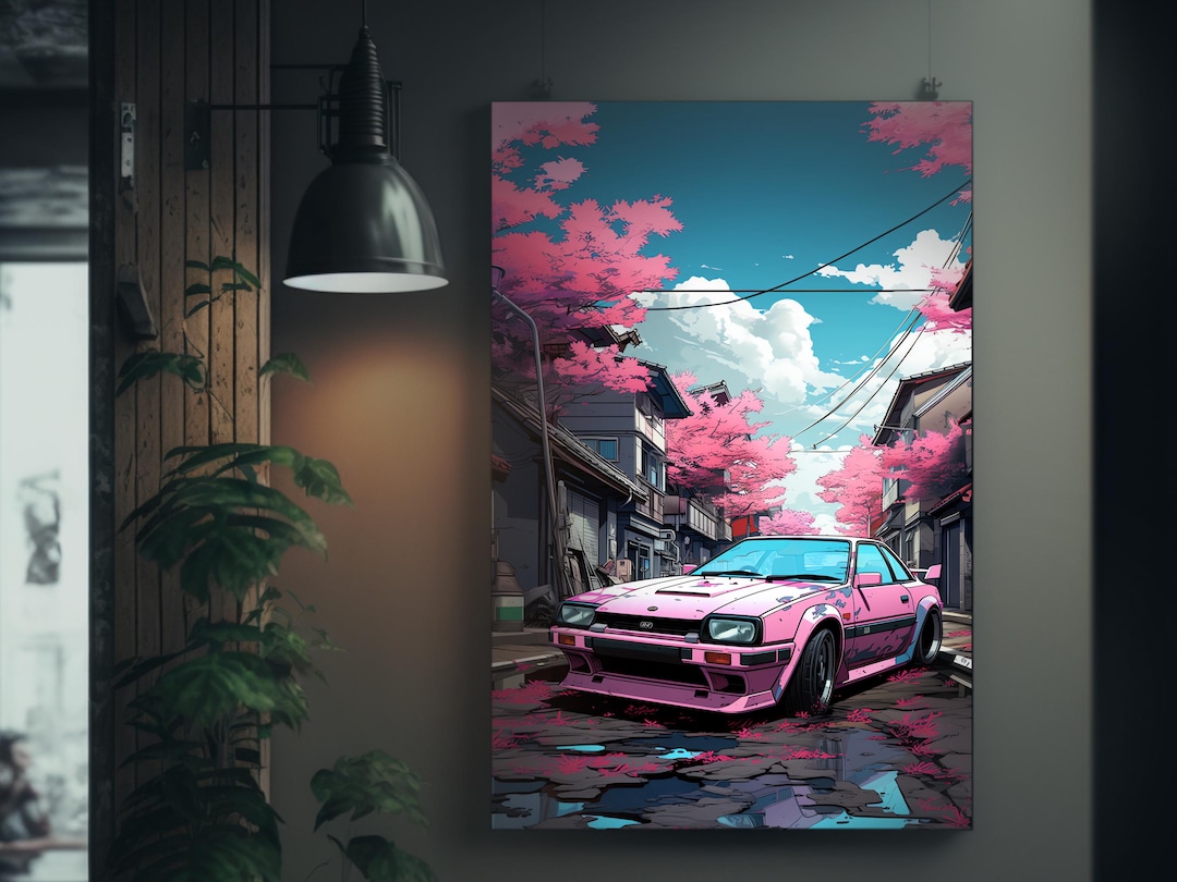 Pink Car Anime Art | Roadside Poster | Cgsociety Inspiration | Eitoku ...