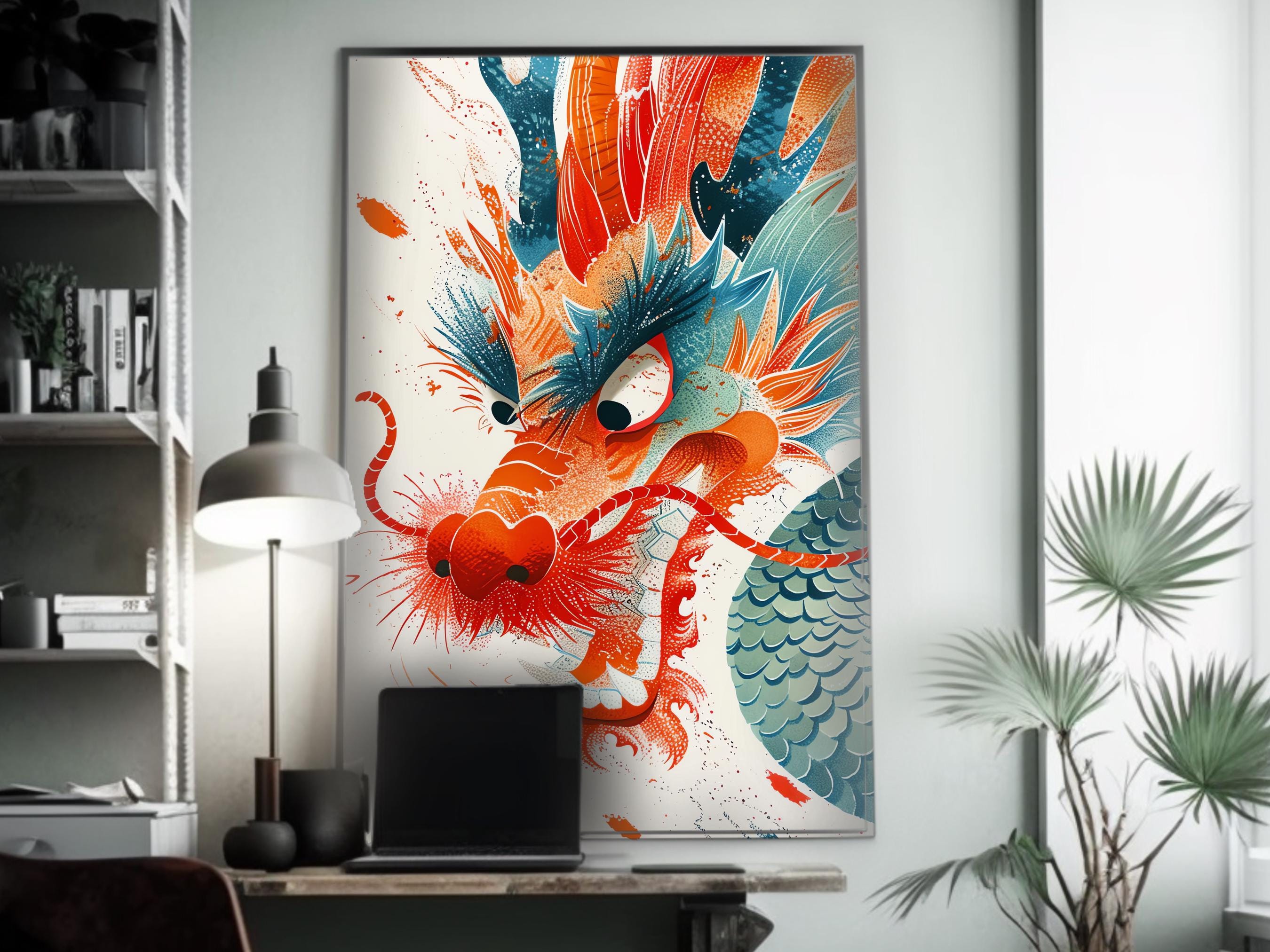 Cloisonnism Dragon Poster Airbrush Art Oriental Dragon Design Smooth ...