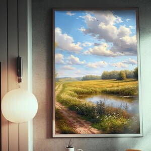 Vintage American Farm Scene | Rustic Field Dirt Road Art Print ...