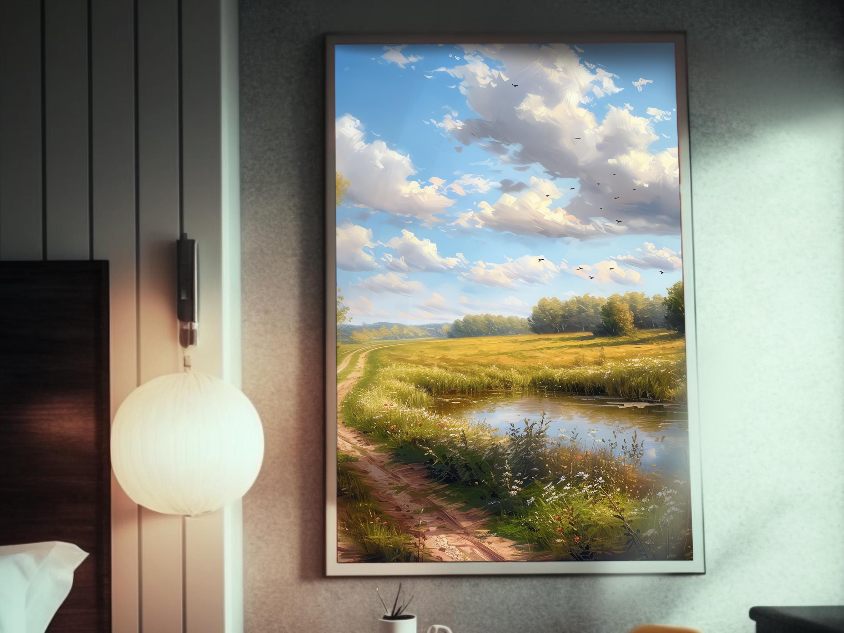 Vintage American Farm Scene | Rustic Field Dirt Road Art Print ...