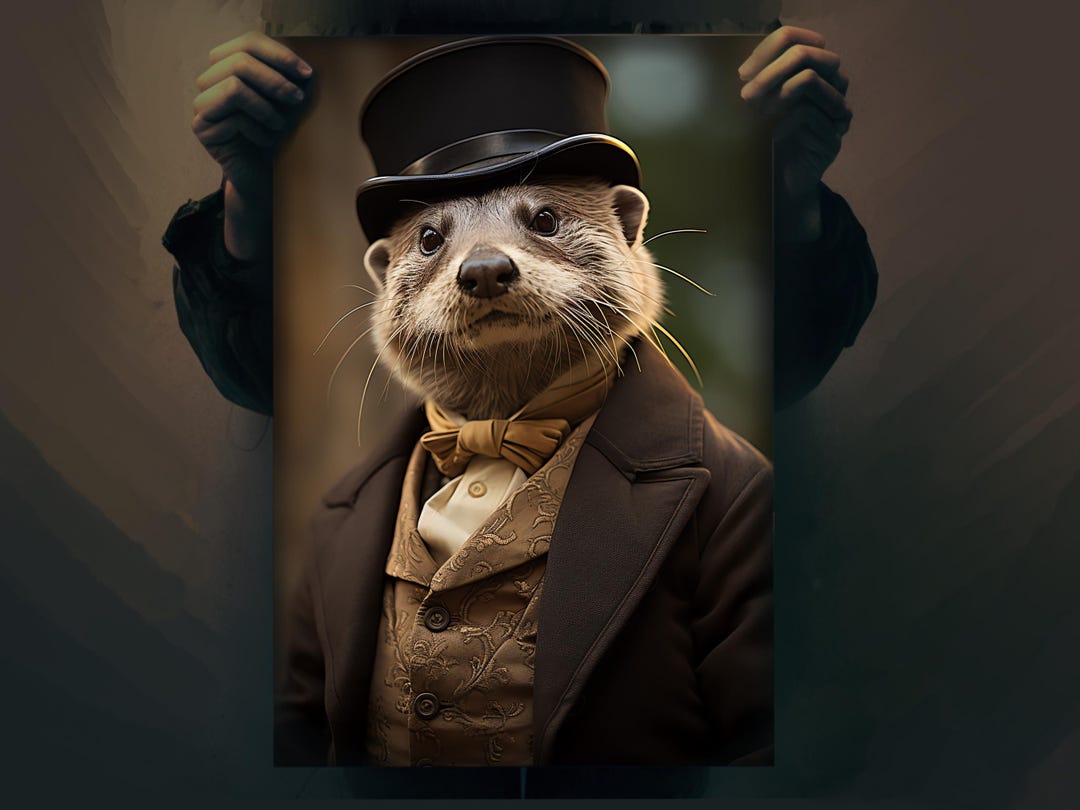 Anthropomorphic Otter Portrait Poster | Furry Art | Dapper Animal in Suit & Hat | Cgsociety ...