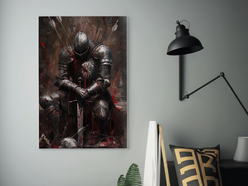 Fantasy Knight Poster | Detailed Sword Art | Fallen Warrior Image ...
