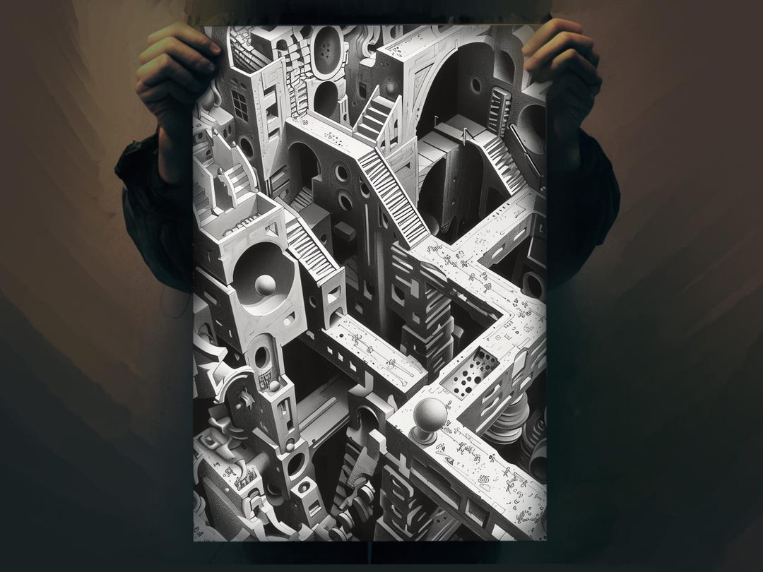 Abstract Black & White Poster | Complex Structure Art | Greeble Tech ...