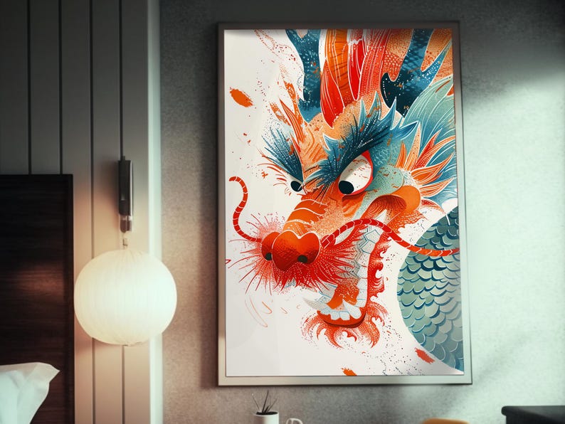 Cloisonnism Dragon Poster Airbrush Art Oriental Dragon Design Smooth ...