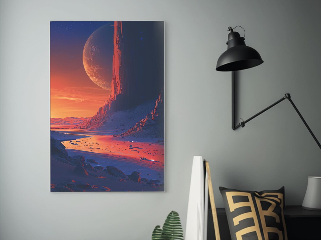 Desert Moon Matte Poster | Cgsociety Space Art | Machine Planet Sunset ...