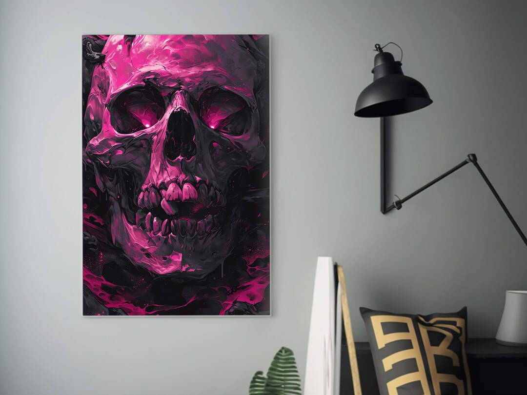 Vanitas Skull Fantasy Poster Pink & Black Death Art Print Scary ...