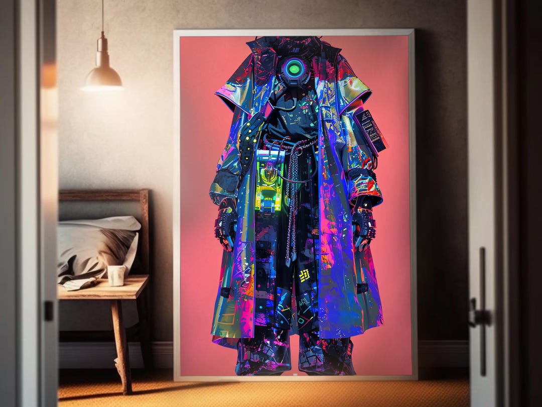 Futuristic Cyberpunk Samurai Poster | Retrofuturism Art | Ornate Robes ...
