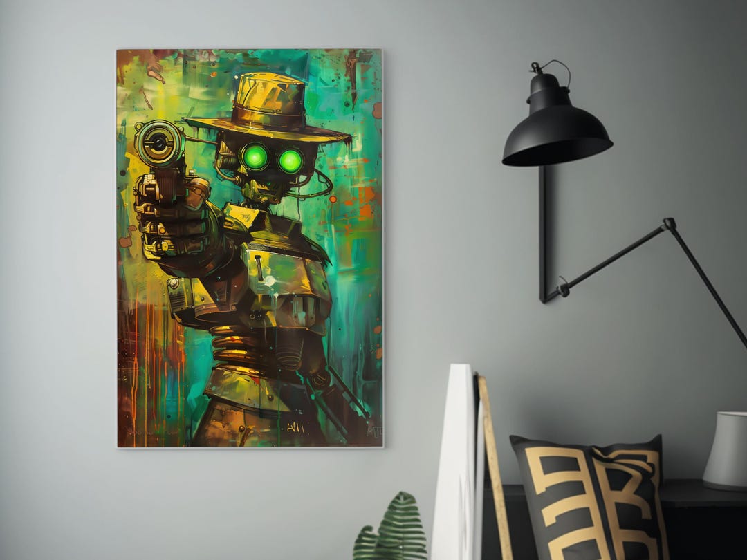 Cyberpunk Gangsta Robot Poster Steampunk Cyborg Art Pop Surrealism ...