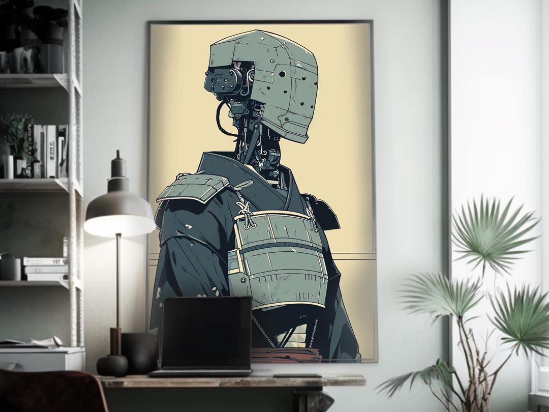 Cyberpunk Samurai Robot Helmet Drawing Retrofuturism Portrait Cgsociety ...