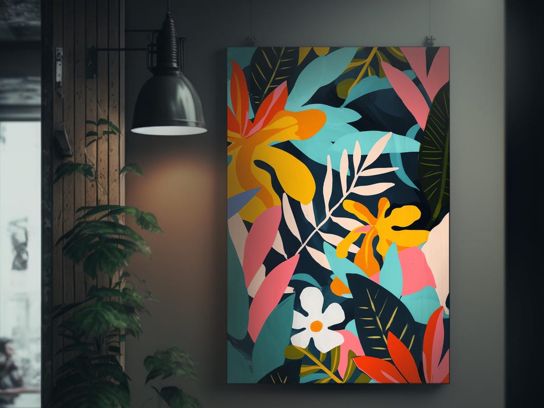 Vibrant Flora & Foliage Jungle Poster Ultrafine Detail Fauvist Art ...