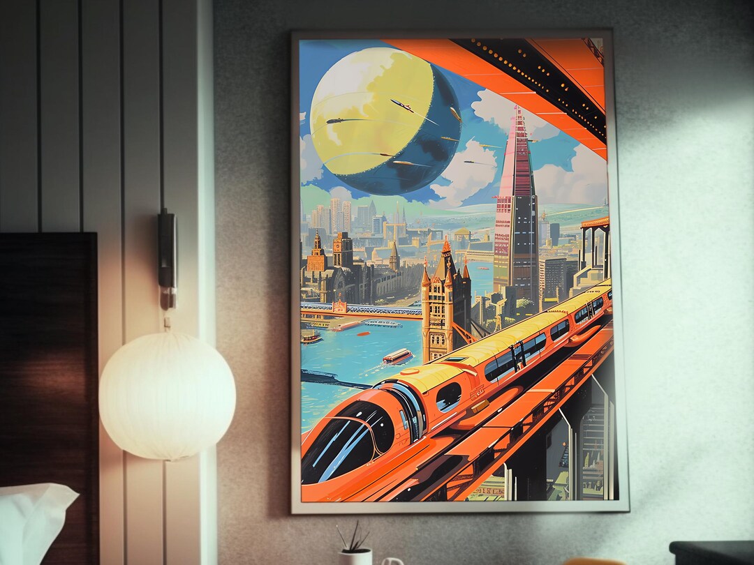 Retro Futurism Train Bridge Poster Detailed Matte Painting Trending ...
