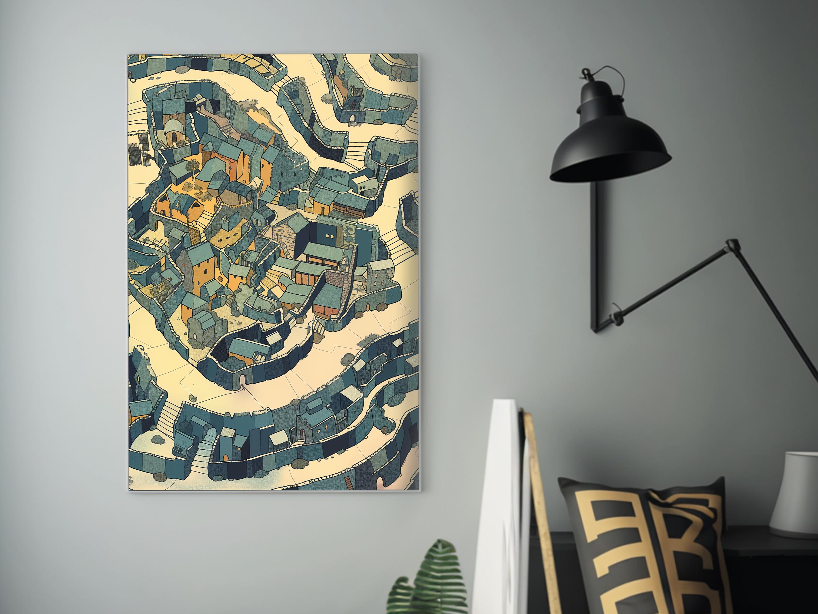 Isometric City Map Poster MC Escher-inspired Generative Art Unreal ...