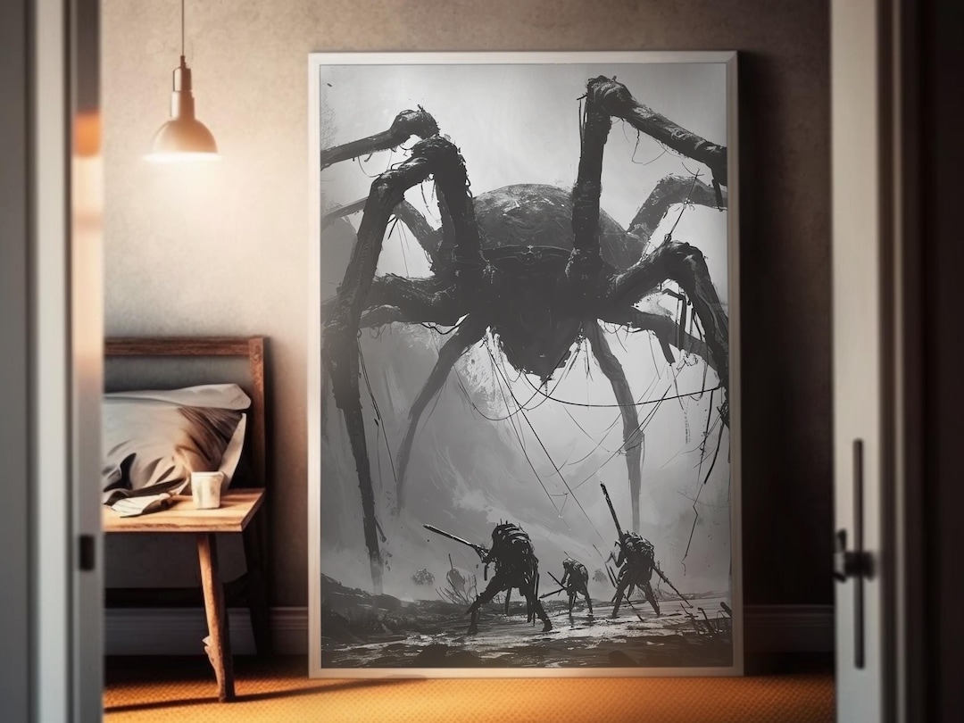 Majestic Spider Fantasy Art Print Dramatic Black and White Concept Art ...