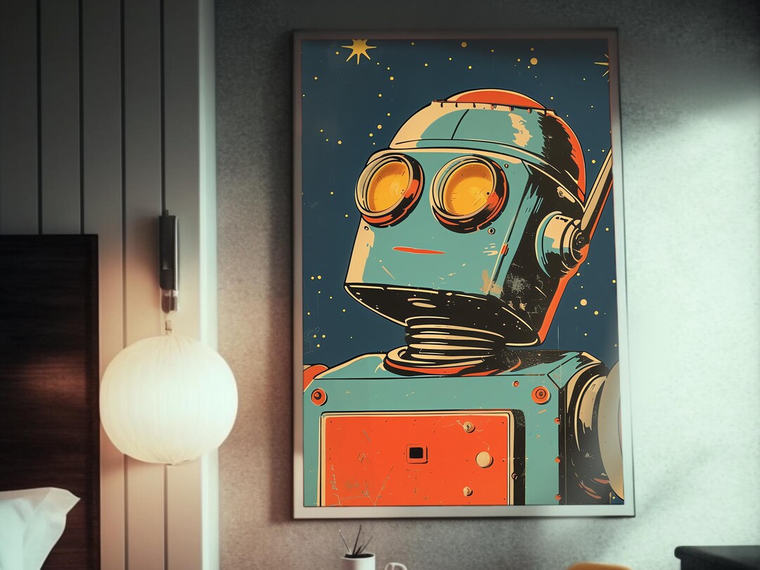 Futurist Robot Star Vector Machine Portrait Art Print Robot Icon Sci-fi ...