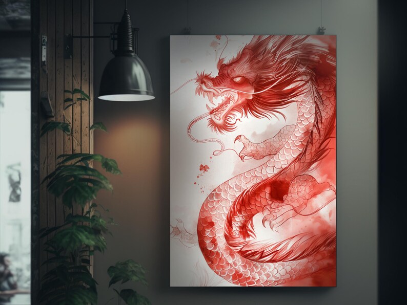 Red Dragon Fantasy Poster Chinese Dragon Concept Art Ultrafine Painting ...