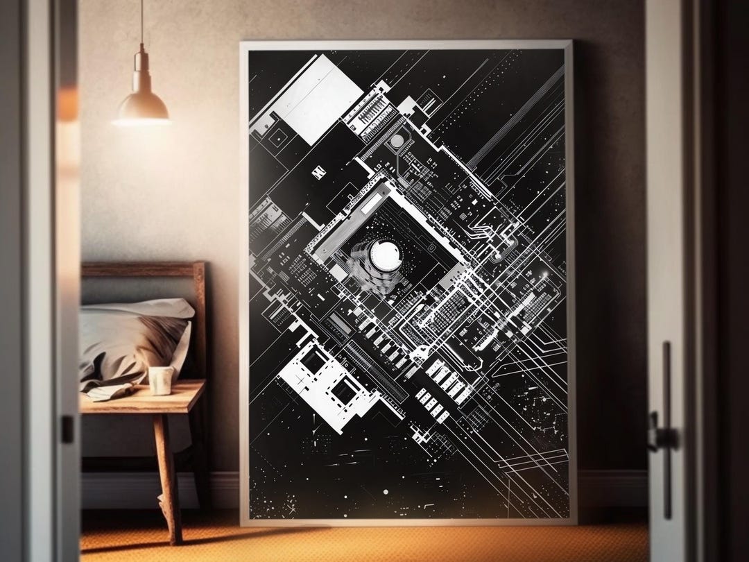 Binary Circuit Board Art | Computer Rendered Poster | Deconstructivism ...