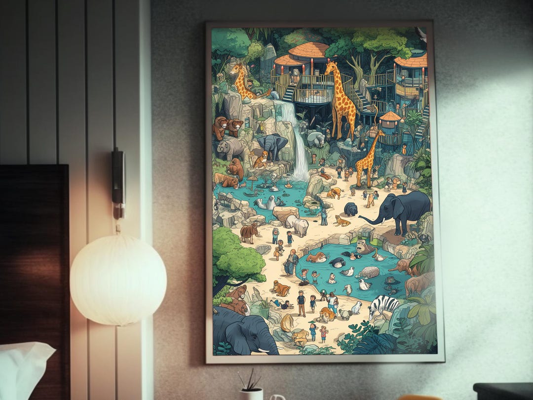 Zoo Animal Jigsaw Puzzle Detailed Nature Illustration Hidden Wildlife ...