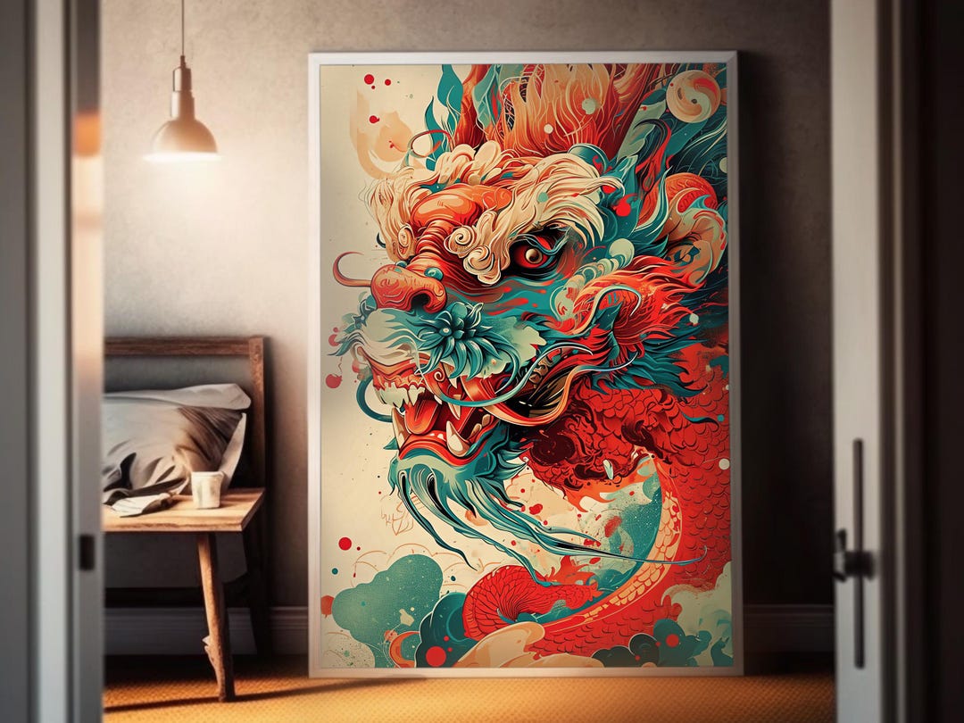 Dragon Silk Screen Poster Cloisonnism Style Speedart Traditional ...