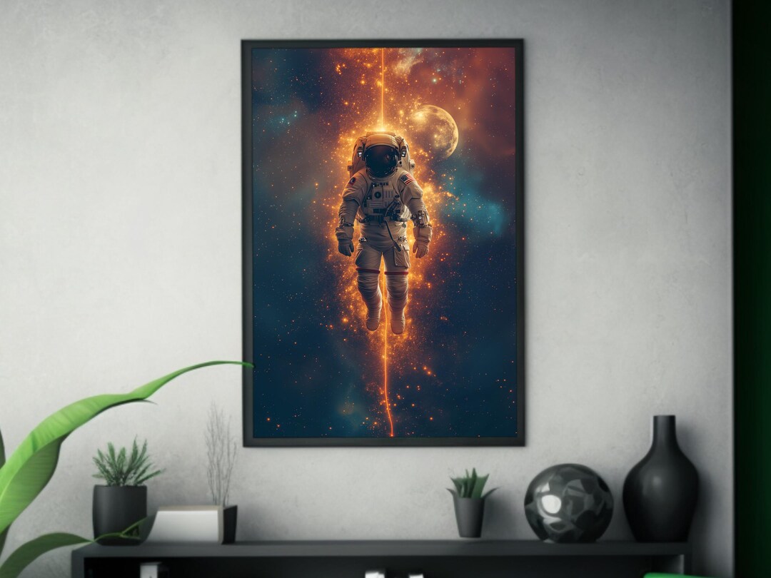 Astronaut Spacewalk Space Art Concept Floating in Space Poster Art Man ...