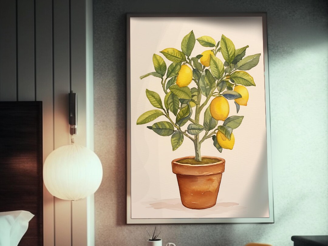 Botanical Watercolor Lemon Tree Poster Figurative Art Inspired by ...
