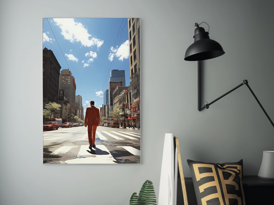 Photorealistic Urban Fashion Poster | Man Walking Cityscape | CG ...