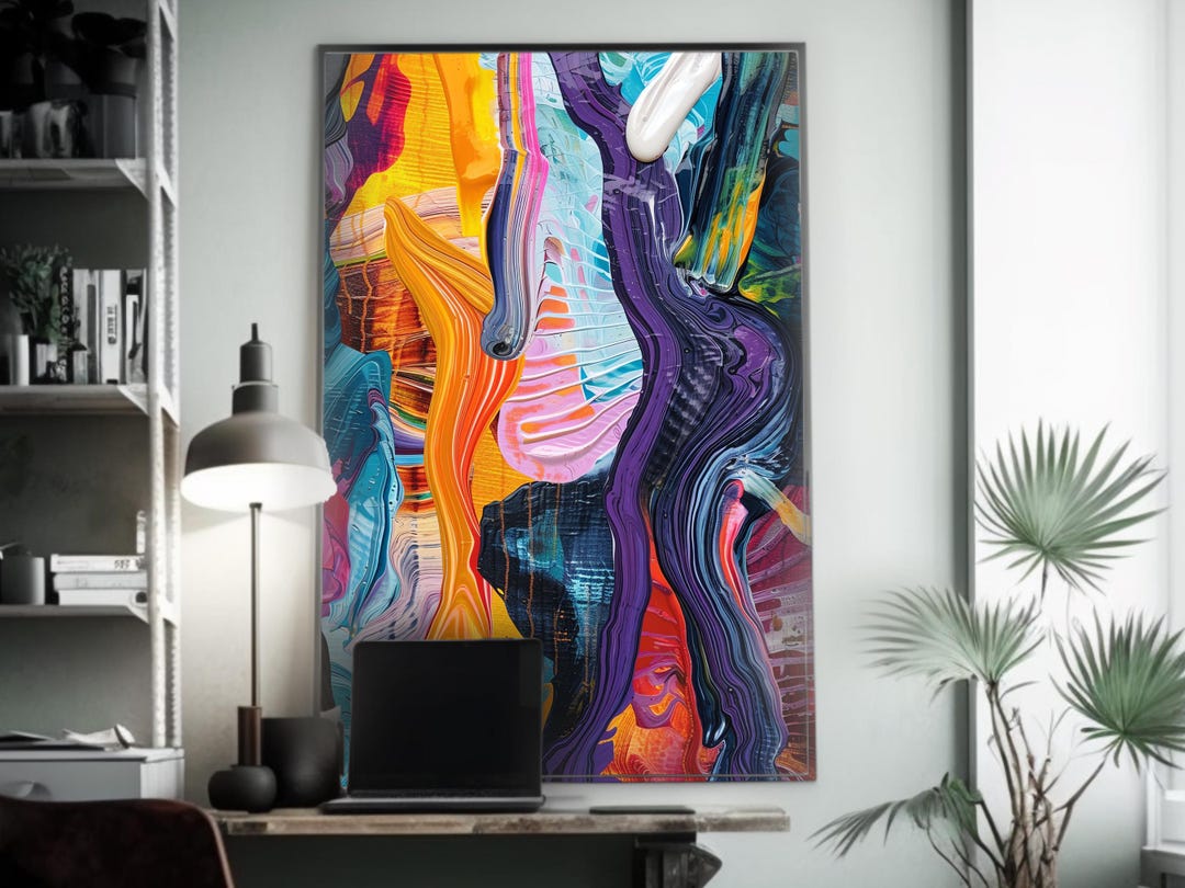 Vibrant Abstract Expressionism Poster | Energetic Swirls & Brush ...