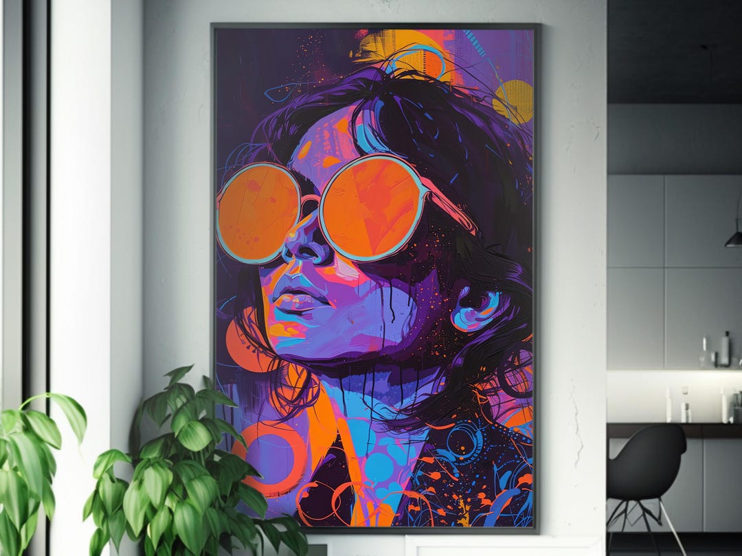 Pop Art Sunglasses Poster Funk Art Painting Close-up Vibrant Colors ...