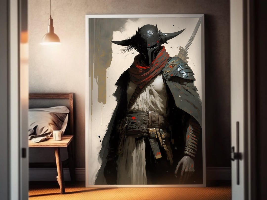 Fantasy Art Poster Sword-wielding Armor Warrior Gregorian Style ...