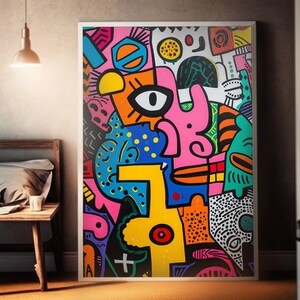 Vibrant Graffiti Art Poster | Britto-inspired | Behance-style | Naive Art Influence | - Etsy