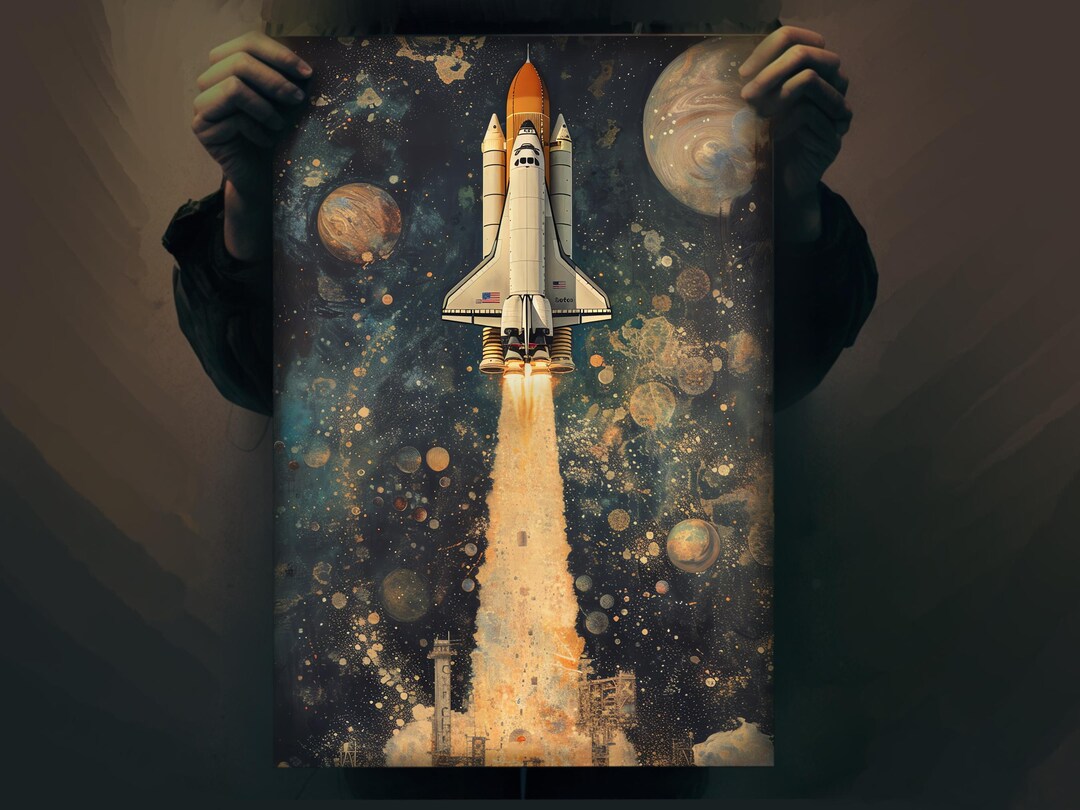 Space Shuttle Launch Poster | Ultrafine Spacecraft Painting | Ornate ...