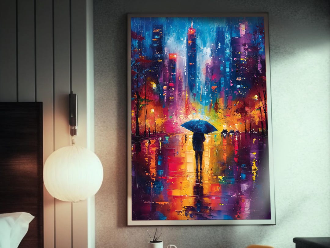 Vibrant Rainy Day | Metaphysical Poster | Colorful Art | Umbrella ...