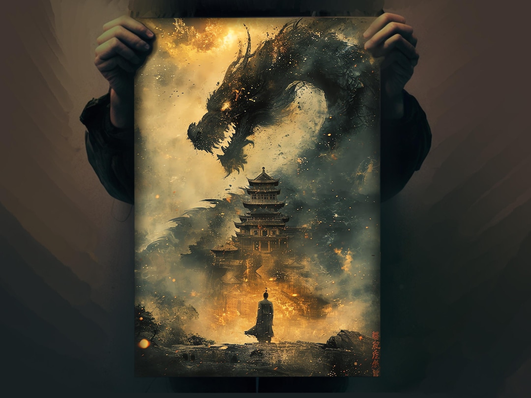 Fantasy Dragon Art | Fire-breathing Beast | Mythical Creature Poster ...