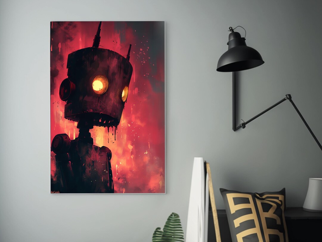 Futuristic Robot Poster Glowing Eyes Artwork Auto-destruct Art Love ...