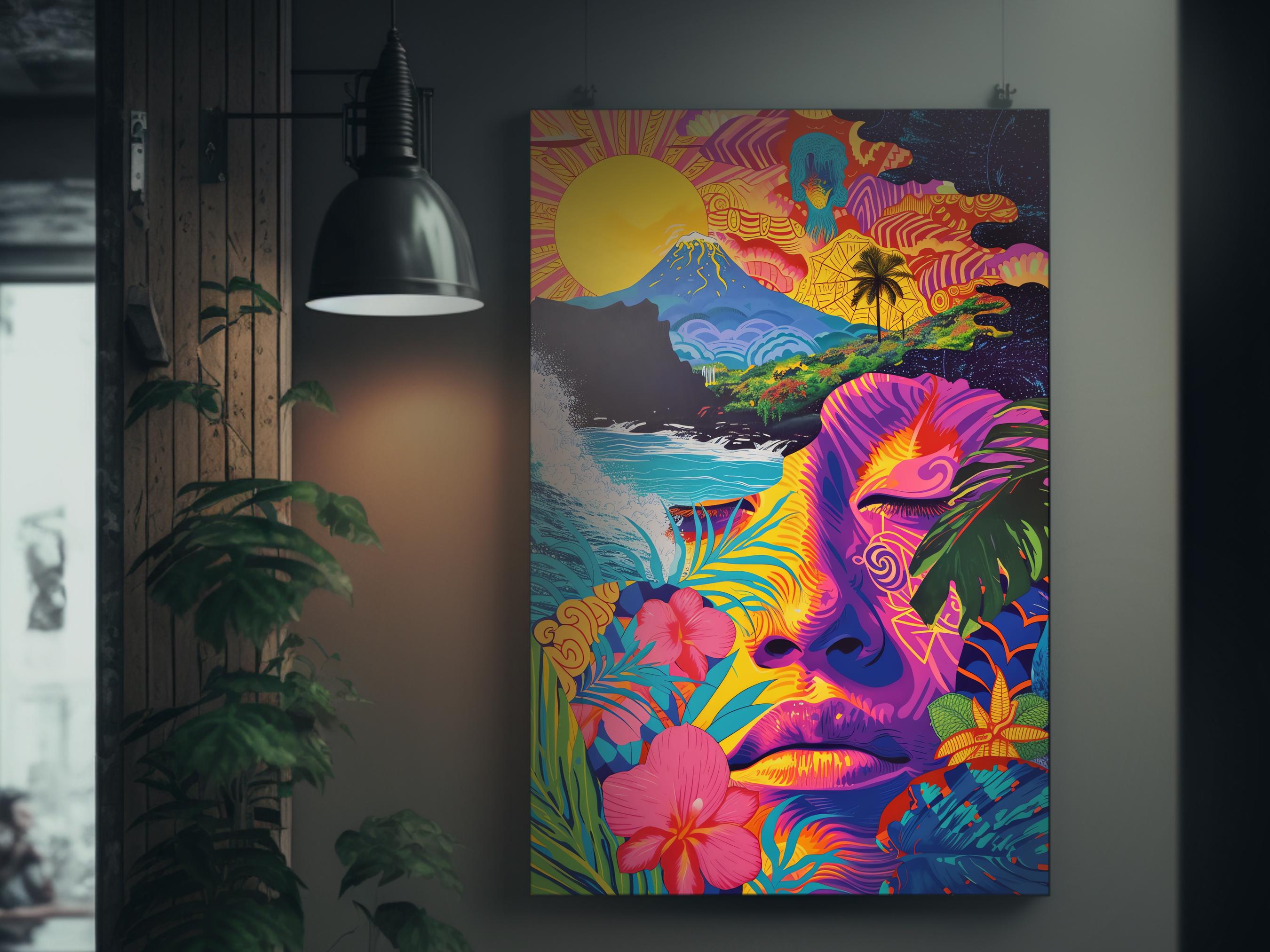 Psychedelic Pop Art | Vibrant Man Face Floral Painting | Bold Colors ...