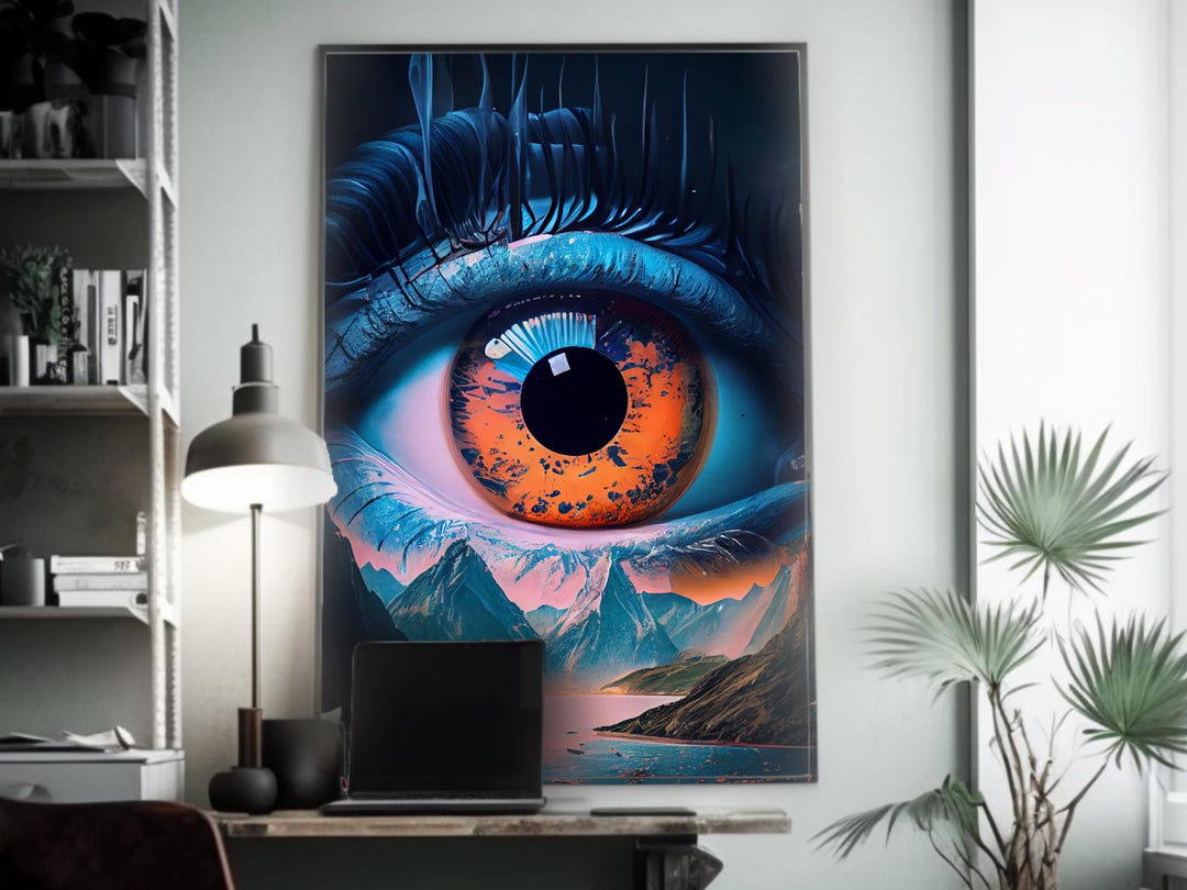 Psychedelic Eye Poster Matte Mountain Painting Digital Artwork Surreal ...