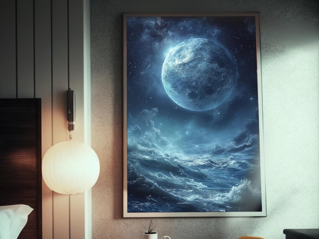 Alien Planet Ocean Matte Painting Space Art Moon Surface Scene Sci-fi ...