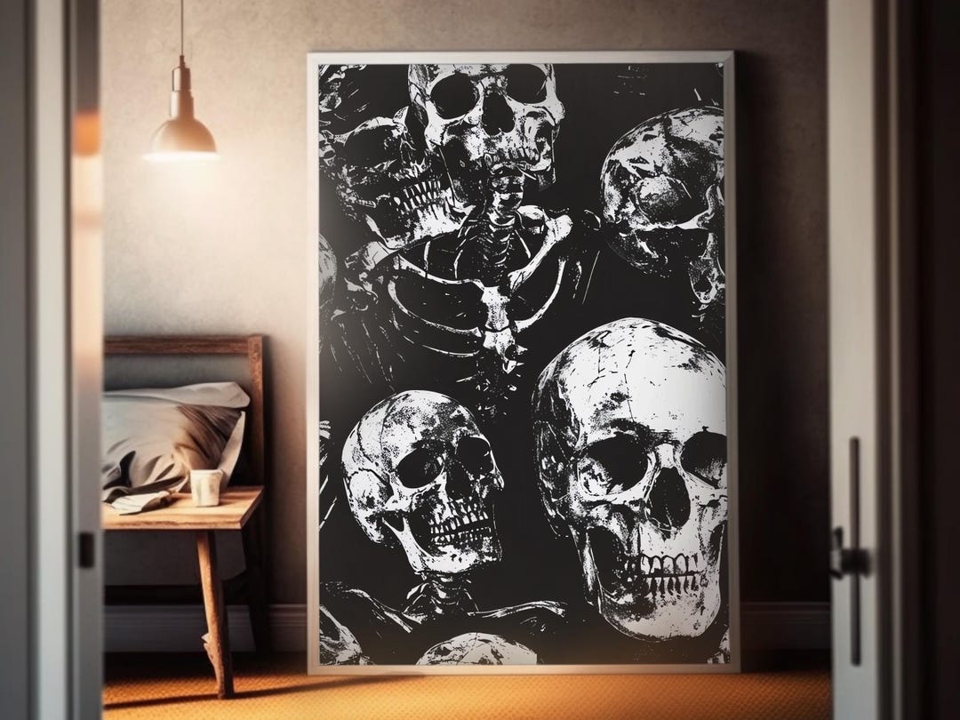 Skulls & Bones Screenprint Poster Unique Neoplasticism Art Skeleton ...