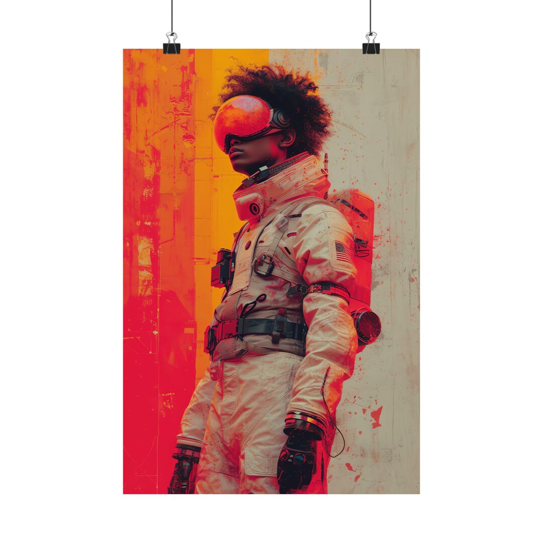 Afrofuturism Cyberpunk Space Suit Poster Futuristic Helmet & Goggles ...