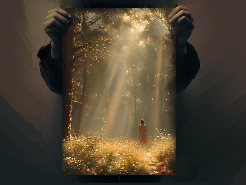 Field of Flowers Godrays Artwork Digital Painting Poster Naturalism Art ...