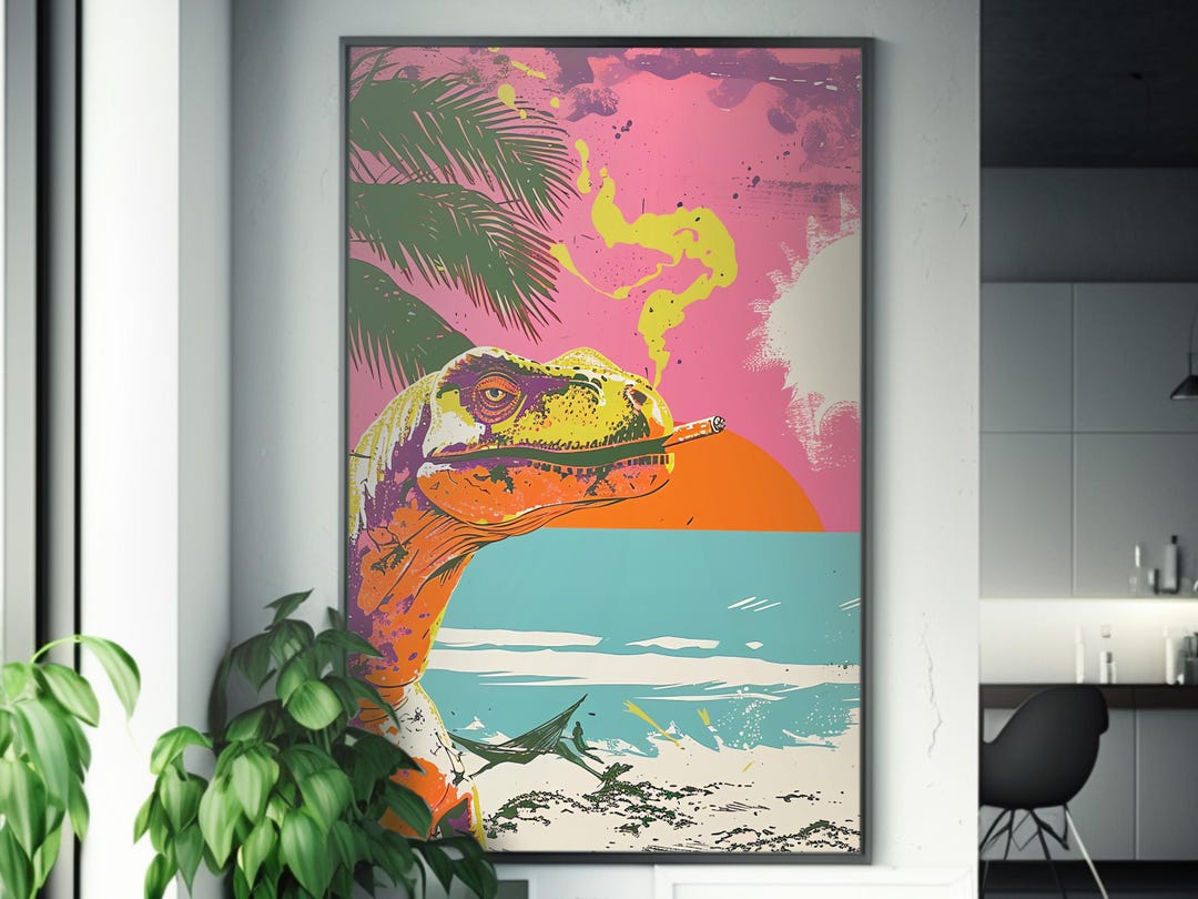 Jurassic Era | Dinosaur Beach Art | Neo-primitivism Style | Wallpaper ...