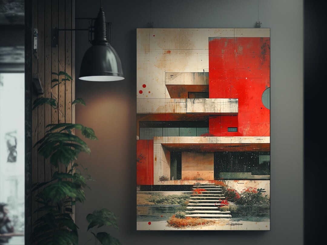 Cyberpunk Red Door Building Art Modular Constructivism Brutalist ...